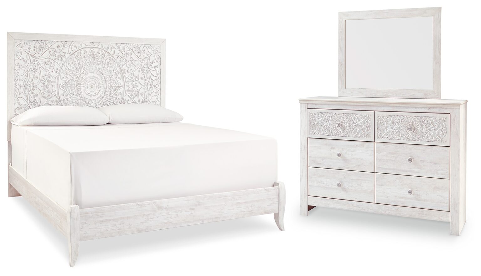 Paxberry King Panel Bed, Dresser and Mirror By Ashley